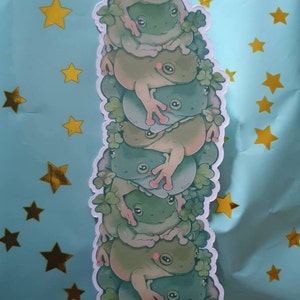 Frog Stack Bookmark Frog Art Cute Bookmark Laminated - Etsy