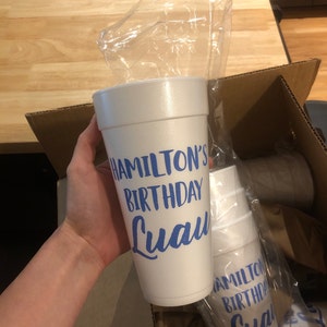 Hand Lettered Cups, Personalized, Monogrammed, Custom, Party, Foam ...