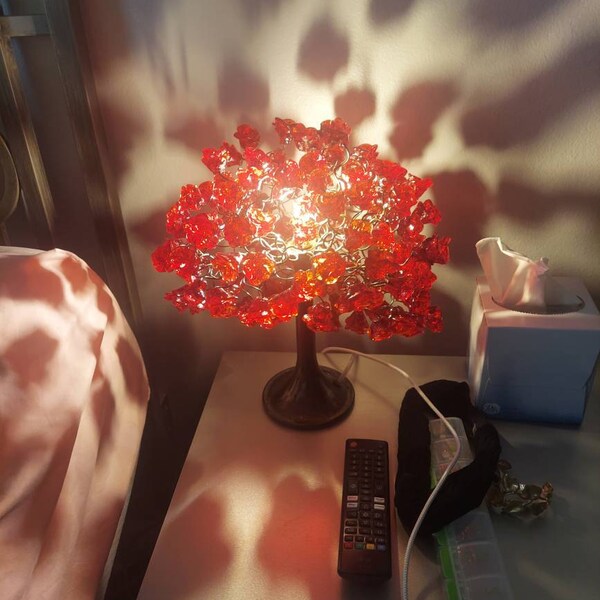 Purple Table Lamp, Bedside Table Lamp With Purple Flowers, Beautiful as ...