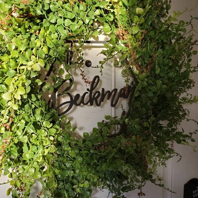 Personalized Wreath Sign, Custom Family Name Sign, Laser Cut Wood Door ...