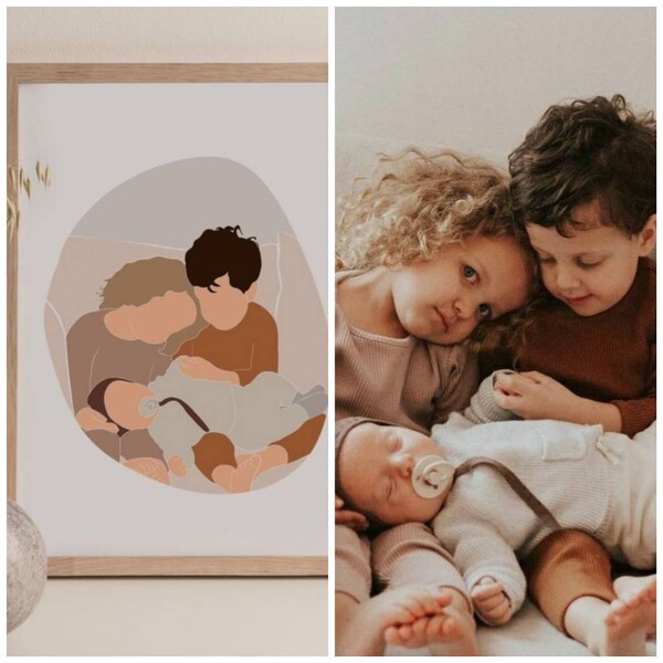 Line Drawing of Newborn Baby, Nursery Keepsake, Minimalist Nursery ...