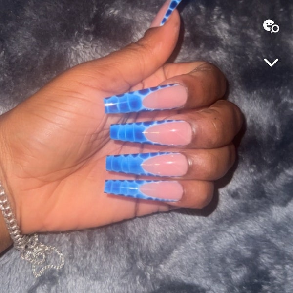 Blue Croc French Press on Nails| Press on Nails| Long Nails| French Tip ...
