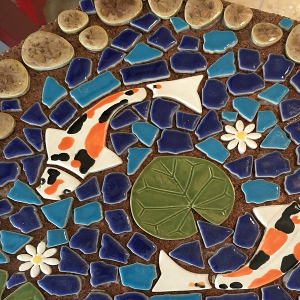 Handmade Ceramic Koi Carp and Lily Pad Tiles for Mosaic or Other ...