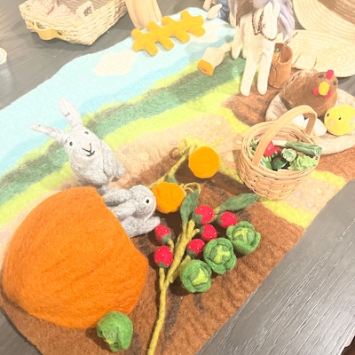 Felt Rustic Farm Animal Play Set Pretend Play, Felt Mat, Play Mat ...