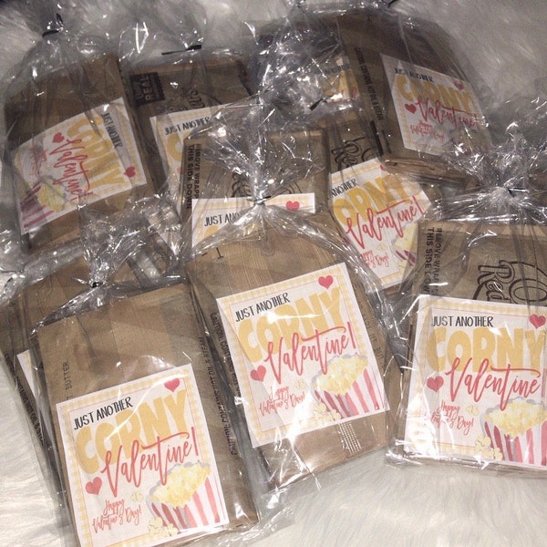 Valentine Popcorn Tags Another Corny Valentine Gift Tag, Heart Pop Gift ...