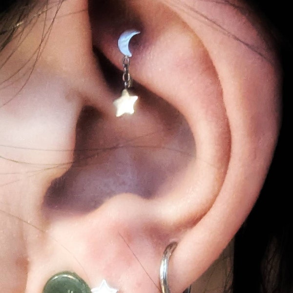 16G TITANIUM Moon Daith Ring/cartilage Earring/rook Earring/daith ...