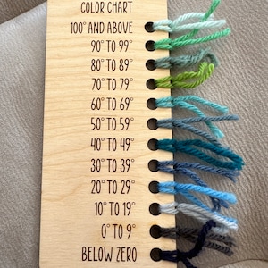 Temperature Blanket Color Chart, Reusable Wood Card, Crochet Blanket ...