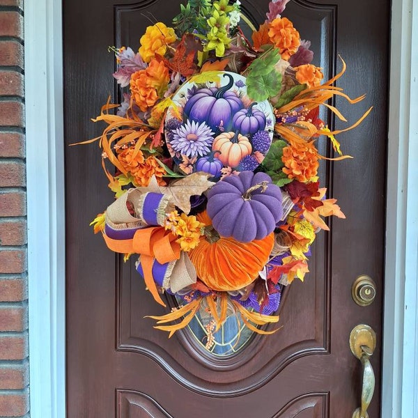 Fall Blessings Metal Wreath Sign, Autumn Decor, Fall Door Sign, Harvest ...