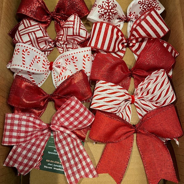 Christmas Tree Bows Mixed Red and White Decorative Bows/set 10 Bows ...