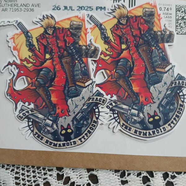 Trigun, Vash the Stampede, Anime Sticker, Vinyl Sticker, Individual Die ...