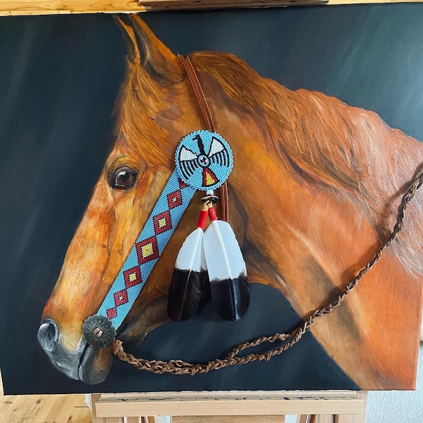 Native American Hair Tie Regalia Hand Painted Replicated Immature Bald ...