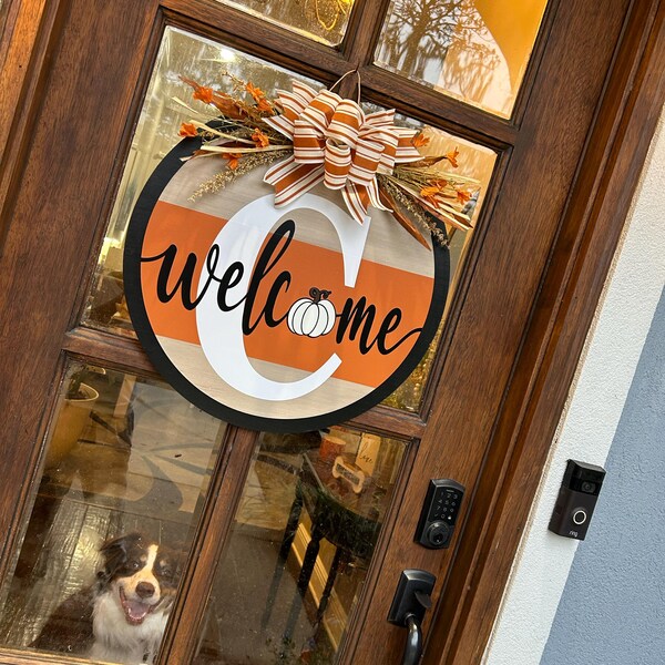 Fall Front Door Decor | Last Name/initial | Fall Wreath | Fall Door ...