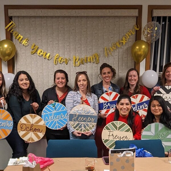 Chevron Geometric Welcome Sign, Digital Download, Round Door Hanger Svg ...