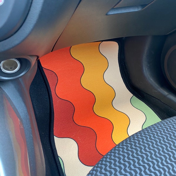 Retro Sun Ray Car Floor Mat, Hippie Car Mat, Car Accessories for Women ...