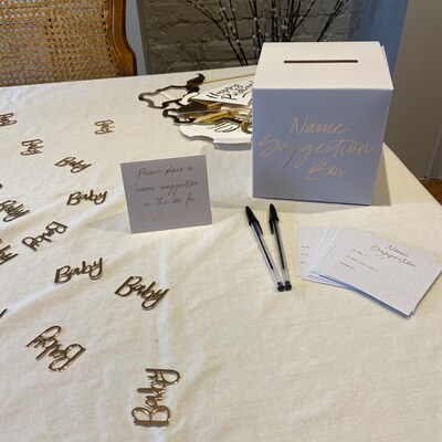 Baby Name Suggestion Box Baby Shower Games Baby Shower Keepsake Grey ...