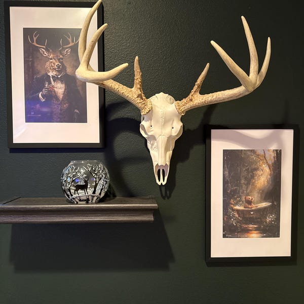 Stag Drinking Whisky Wall Art Print // Vintage Painting Style Portrait ...