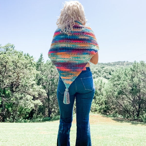 CROCHET PATTERN + VIDEO - Vintage Tulip Shawl - Bottom-up Triangle ...