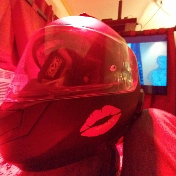 Lips Reflective Decal, Kiss Helmet Sticker, Smack Motorcycle Sticker ...