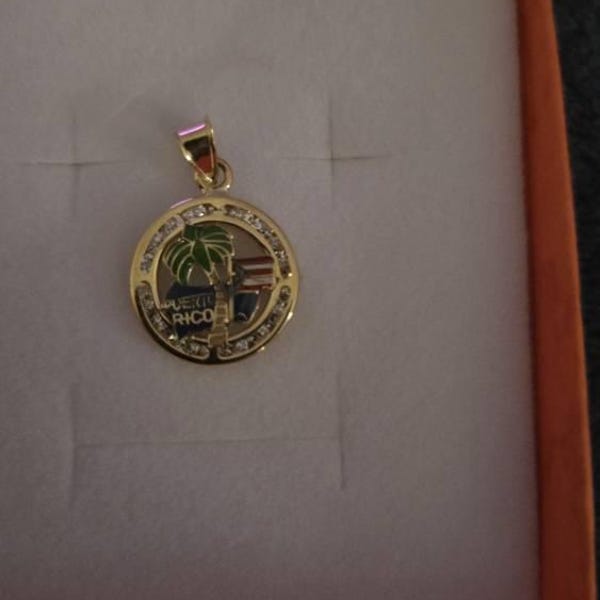 10K Solid Yellow Gold Puerto Rico Gold Charm Pendant With Souvenir ...