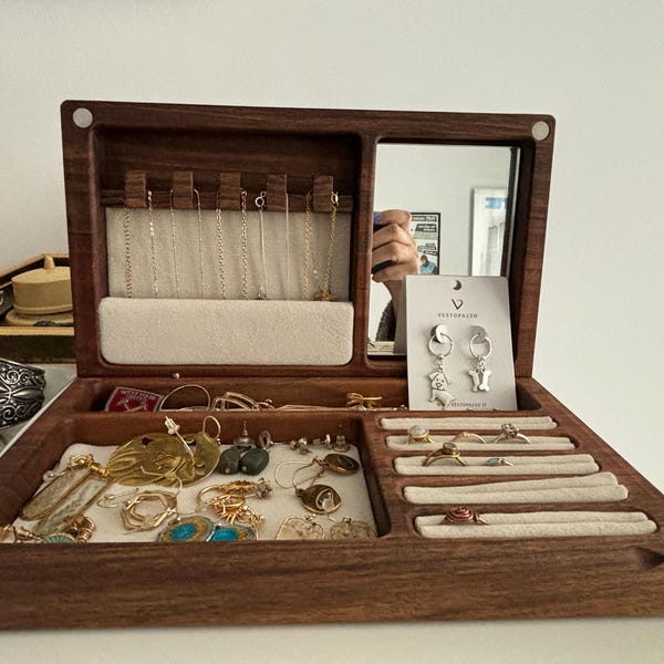 Large Jewelry Box, Big Jewellery Box, Jewelry Organizer, Resin and Wood ...