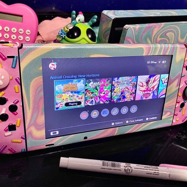 Nintendo Switch Skin | Opal Iridescent Swirl Decal for Joy-con Gaming ...