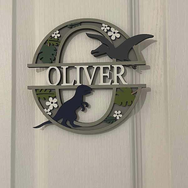 Personalised Dinosaur Themed Door Sign/wall Decor, Personalised Letter ...