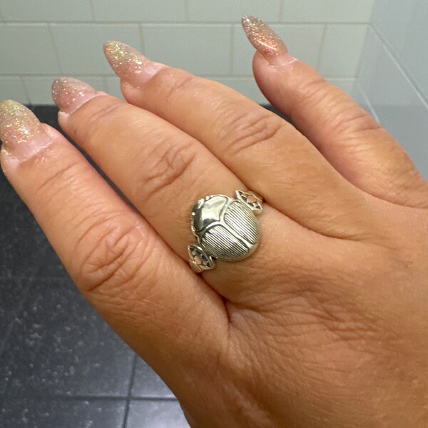 Sterling Silver Scarab Ring. Scarab Jewelry, Egyptian Jewelry, Beetle ...