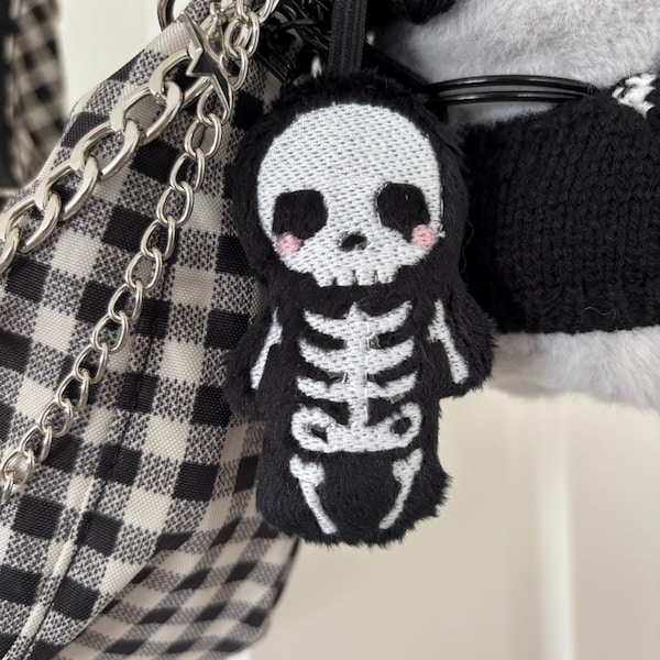 Skeleton Squishy Keychains Halloween Skull Mini Plush Keychain for ...