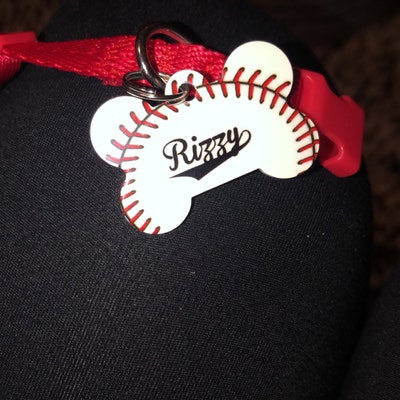 Baseball-themed Bone-shaped Pet ID Tag. Dog Tag Baseball Fan - Etsy
