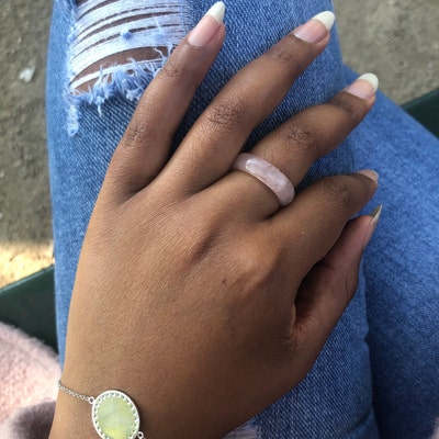 Rose Quartz Ring, Rose Quartz Band, Rose Quartz Jewellery for Women ...