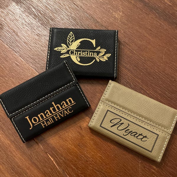 Personalized Business Card Case, Leather Business Card Holder, Engraved ...