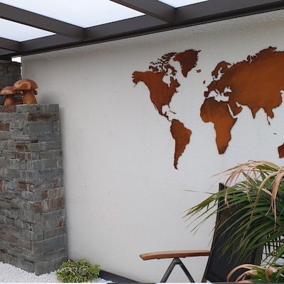 Magnetic Metal World Map. Rusted Steel Map. Industrial World Map. Large ...