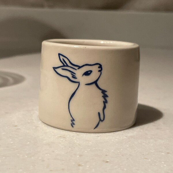 Mini Handmade Ceramic Bunny Mug, Bunny Art, Tiny Mug, Rabbit Mug ...
