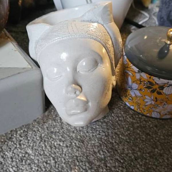 Woman Head Planter Pot, African Queen Pot, Unique Planters UK, Concrete ...