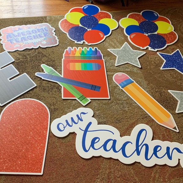 We Love Our Teachers Staff Appreciation Red/black Sequins EZ Set Yard Sign Set - Etsy