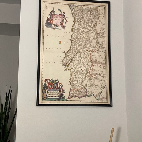 Old Map of Portugal, 1682 Vintage Portugal Map, Antique Map of Portugal ...