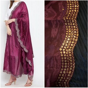 Women's White Embroidered Net Stole/ Dupatta, Bridal Fabric, Saree ...