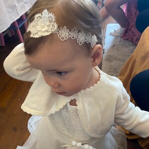 Baby Tiara Hair Band for Baptism Christening Lace and Pearls | Etsy
