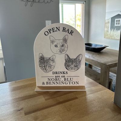 Minimalist Open Bar Sign, Drinks Are on Me, Drinks Are on Us, Dog of ...