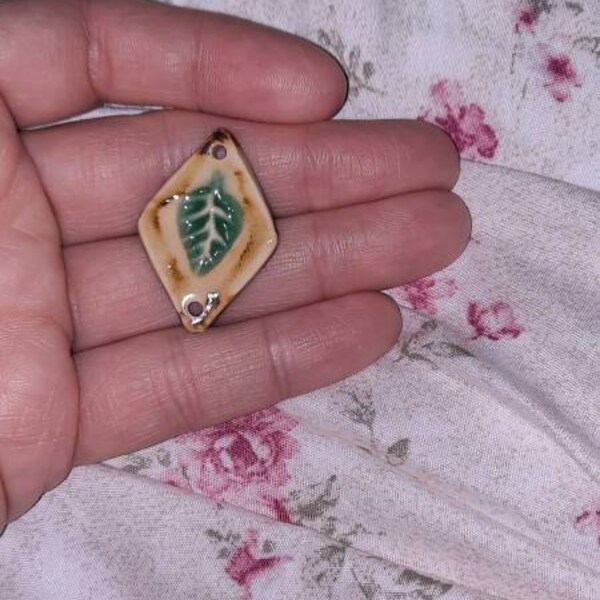 Dark Brown Teardrop Artisan Charms, Handmade Ceramic Beads for Jewelry Making, Textured Earring ...