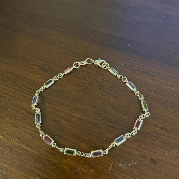 Multicolor Chain Necklace | 18k Gold Filled Necklace | Crystal Necklace ...