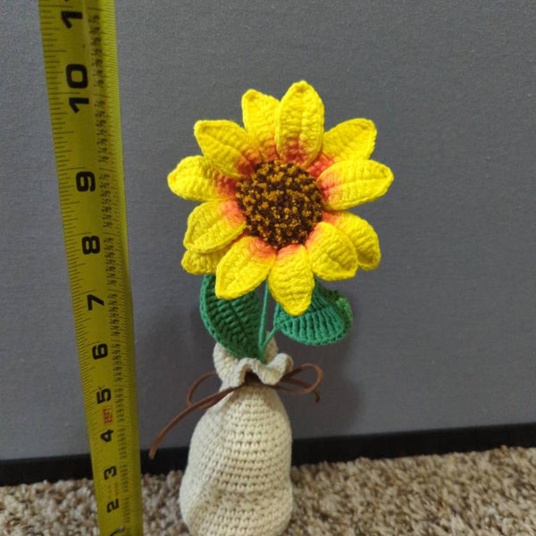 Crochet Happy Face Flower, Crochet Flower in Pot, Housewarming Gift ...