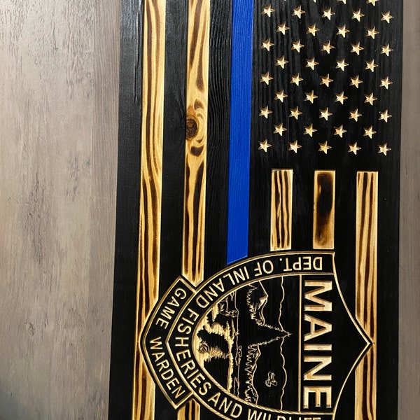 Thin Blue Line Wooden Flag, Police Badge Flag, Wooden Signs, Custom ...
