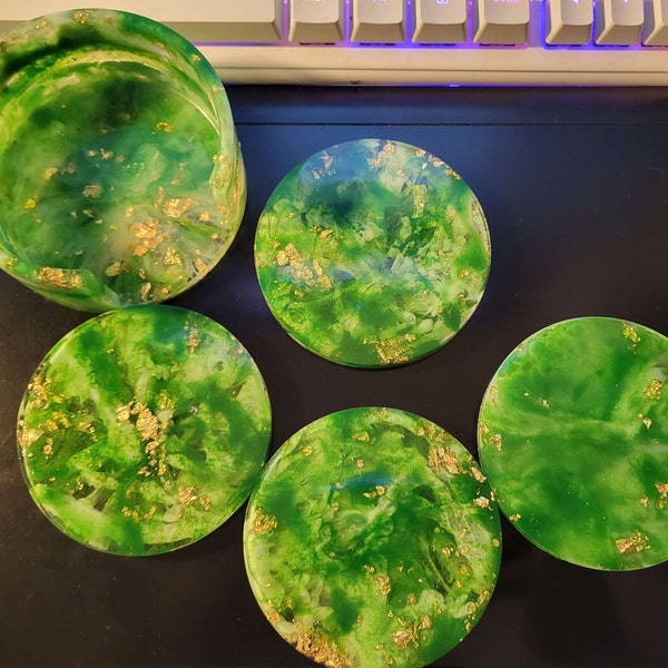 Jade Crystal Coaster Set With Holders , Resin Coaster Set - Etsy