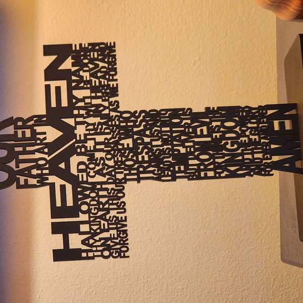 The Lords Prayer Our Father Cross / Crucifix Laser Cut Acrylic Gold ...