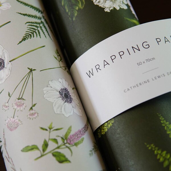Botanical Wrapping Paper Recycled Gift Wrap Wild Meadow Grey - Etsy