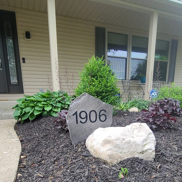House Address Sign Elegant - Engraved Stone - Personalized - Garden ...