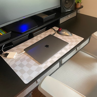 Cute Beige Desk Mat Checkered Y2k Aesthetic Desk Accessories Keyboard ...