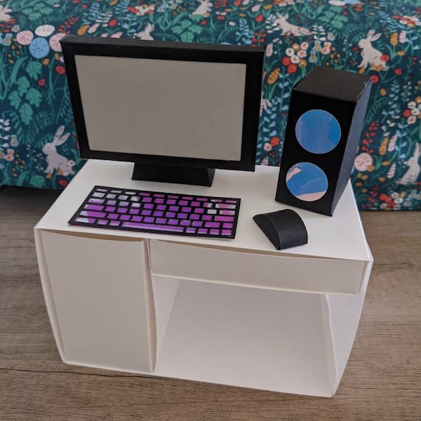 3D Computer and Computer Desk SVG Cut File Gift Card Holder - Etsy