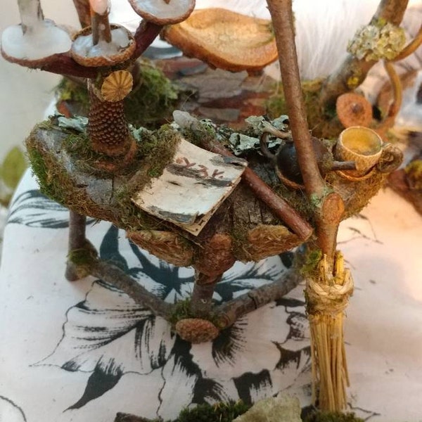 Miniature Fairy Altar Table: Acorn Tea Set & Candlestick - Etsy